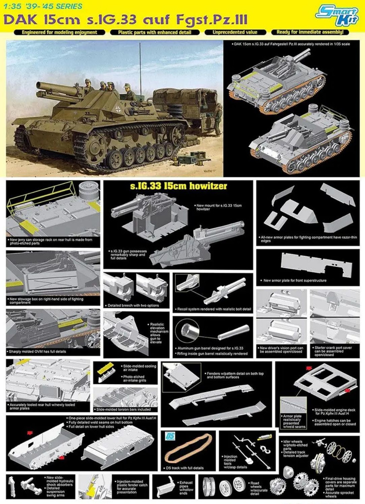 Dragon 6904 1/35 15cm s.IG33 Fahrgestell Pz.Kpfw.III Ausf.H сборная ...