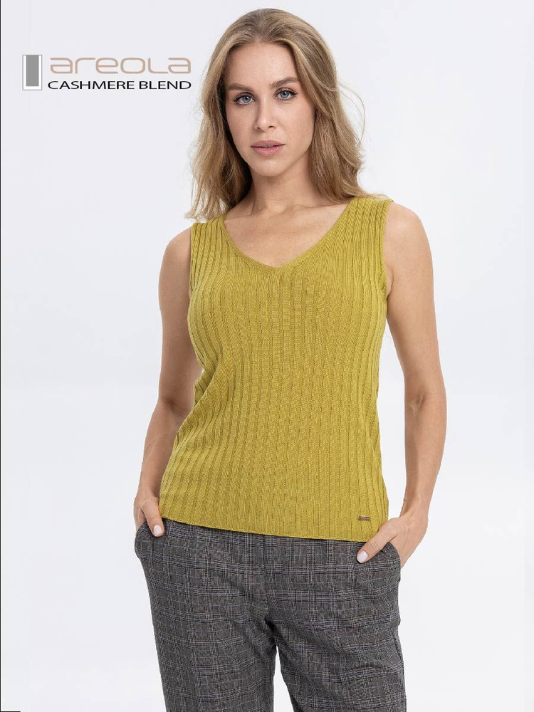 Топ Женский Ареола оливковый, размер 46, 48 Кашемир, Мериносовая шерсть ...