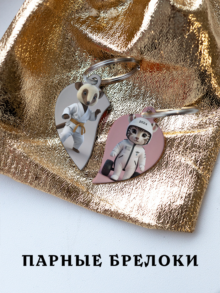 Парные брелоки "Кот Каратист", парный подарок купить на OZON по низкой ...