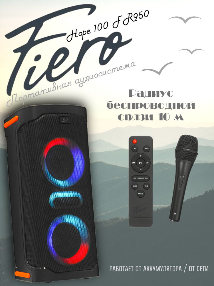 Портативная аудиосистема Fiero Hope 100 FR950, черный купить на OZON по низкой цене (2624499632)