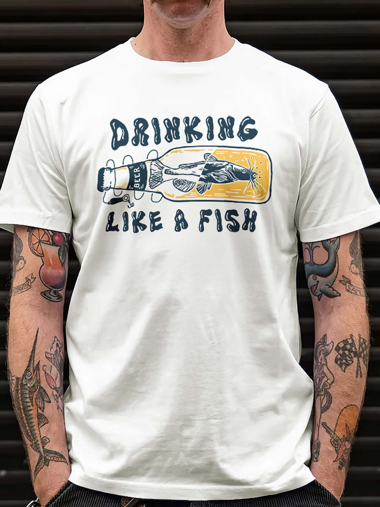 Футболка Мужской FanBrands белый, голубой Короткий, размер 54, 56 Хлопок Логотип, Морская ...