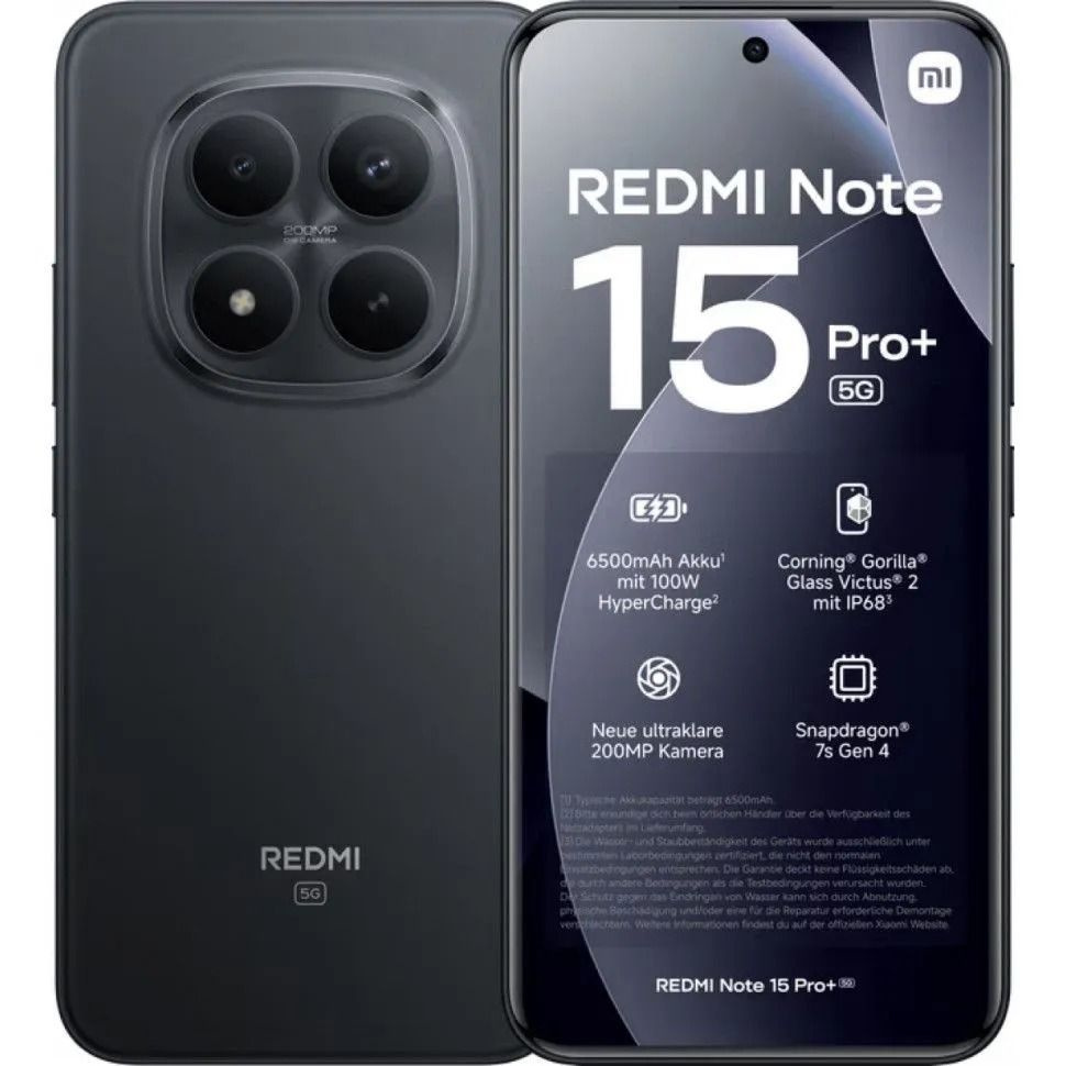 Смартфон Redmi Note 15 pro+ 256 ГБ 8 ГБ Черный 6.83 OLED/AMOLED Redmi ...
