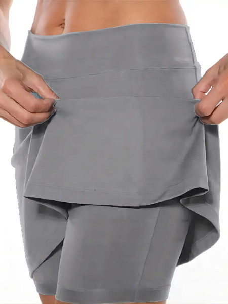 Юбка Женский TUSHANGGE пепел Полиэфирное волокно, размер 54 Без застежки Мини Карманы Бадминтон ...
