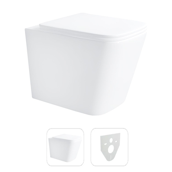 Унитаз подвесной безободковый Helmken 35490301 комплект 2 в 1: подвесная чаша унитаза с сиденьем ...