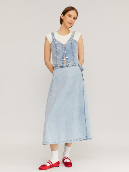 Юбка Женский Zolla голубой Хлопок, размер 42 Лето, рост 164-176 купить c доставкой на OZON по ...