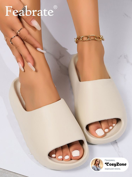 Шлепанцы Женский Feabrate, размер 37, 38 EVA Круглый нос, Толстая подошва Без каблука Без ...