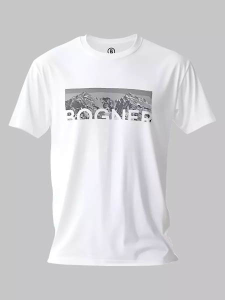 Футболка Мужской BOGNER кремовый Короткий, размер 52 Хлопок Логотип ...