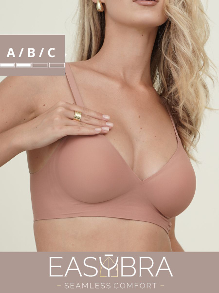 Бюстгальтер Женский EASY BRA без косточек, бесшовный, размер 85A, 85B розовый Полиамид, Эластан ...