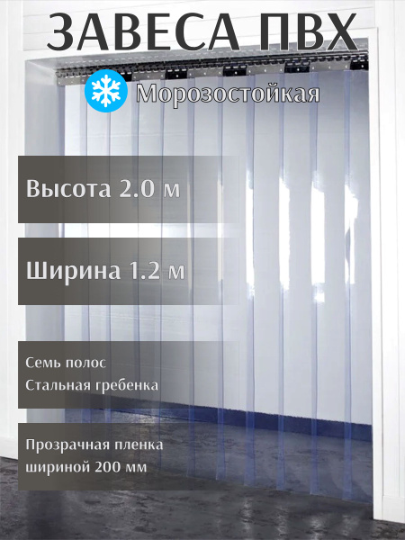 Полосовая ПВХ завеса. Готовый комплект. Высота 2,0 м. ширина 1,2 м ...