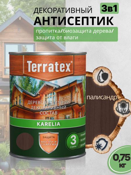 Антисептик лессирующий декоративный для дерева Terratex на алкидной ...
