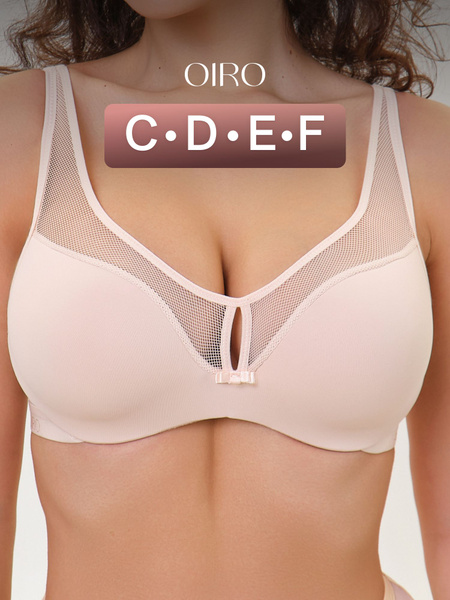 Бюстгальтер Женский OIRO без косточек, формованная чашка, размер 85C бежевый Полиамид, Эластан ...