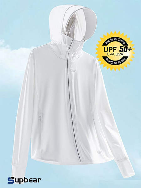 Худи Женский SUPBEAR Карманы, УФ-защита белый Молния для спорта Политекс, Поролон, размер 46 ...