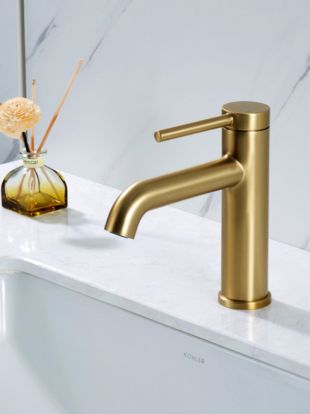 Смеситель для раковины в ванную, однорычажный, Gappo G1006-3, золотой купить на OZON по низкой ...