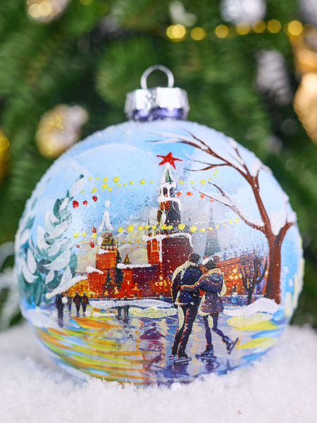 Елочный шар стекло украшение новогоднее 10 см купить c доставкой на ...