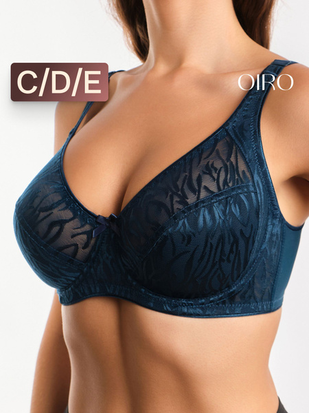 Бюстгальтер Женский OIRO мягкая чашка на каркасе, размер 90D изумрудный Полиамид, Эластан ...