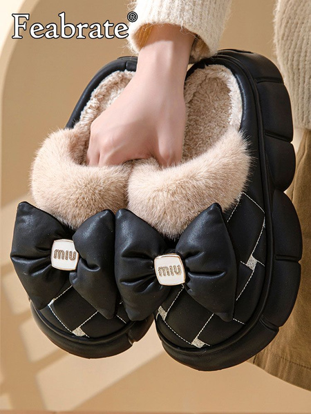 Тапочки Женский Feabrate, размер 34, 35 R (средняя) черный Маломерит Зима купить c доставкой на ...