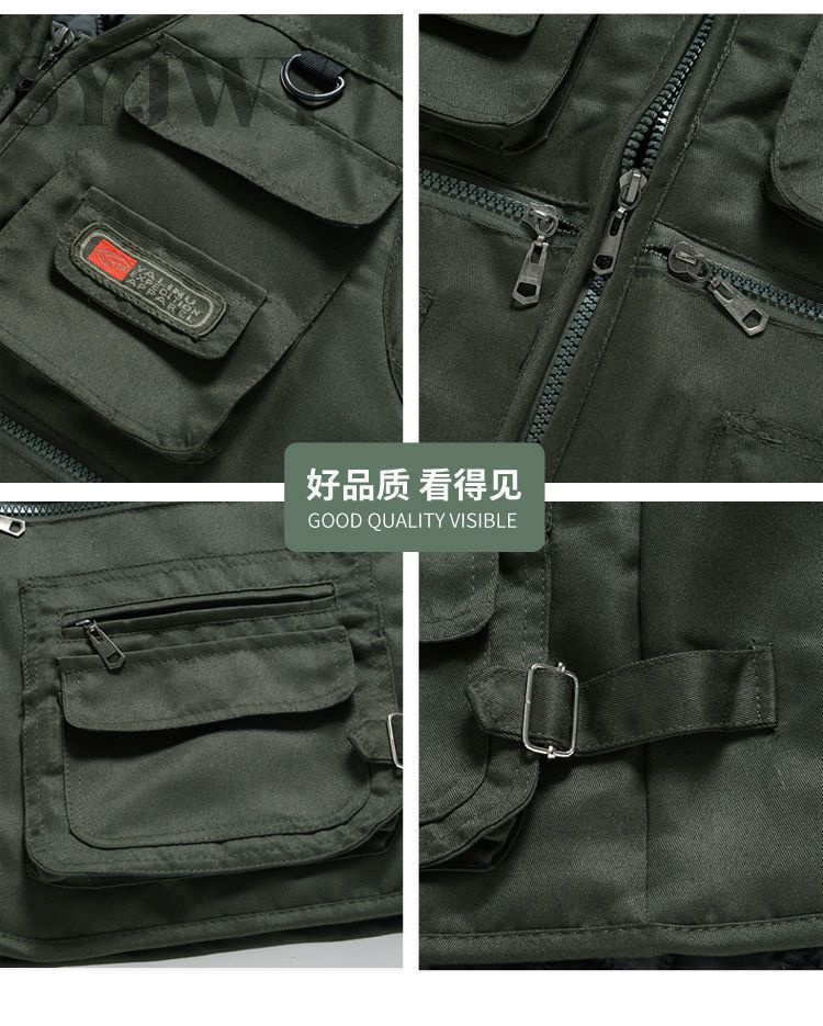 Жилет Мужской SYJYW серо-коричневый Нейлон, размер 52 Карманы укороченный с открытыми плечами ...