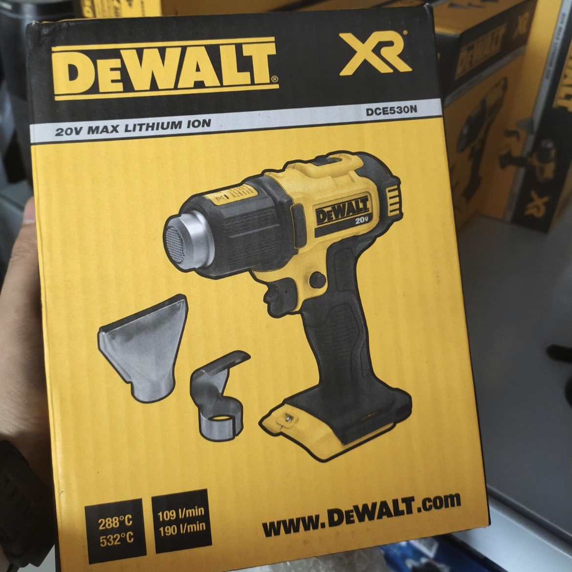 Фен строительный аккумуляторный DeWalt DCE530N, 20 В, литиевая батарея ...