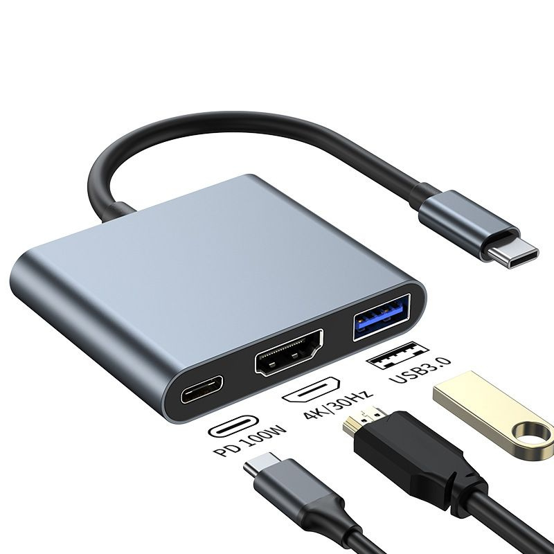 Адаптер-мультипорт USB-C на HDMI 4K, концентратор с портом HDMI 4K, USB ...