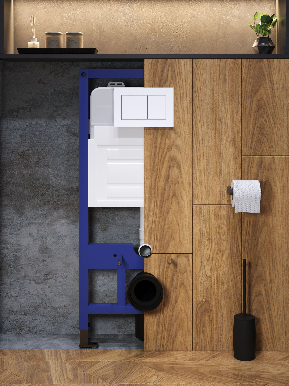 Комплект инсталляция с унитазом и кнопкой 3 в 1. Watersense инсталляция + безободковый подвесной ...