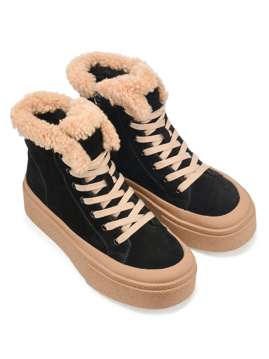 Кеды Женский Covani Замша натуральная Гимнастика, Самокат, размер 38 7 Зима Молния, Шнурки ...