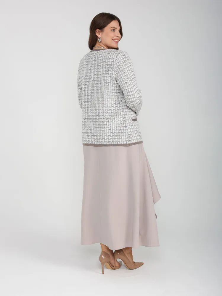 Пиджак Женский BONADI бежевый, капучино, размер 58 Шерсть, Акрил полуприлегающий Длинный жакет ...