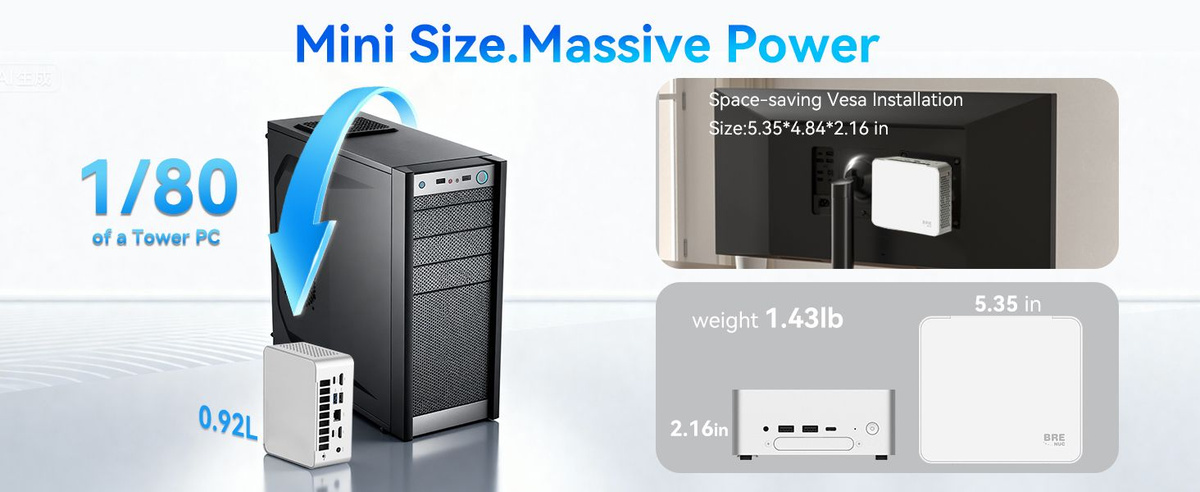 BRENUC Мини-ПК U5 225H (Intel Core Ultra 5 225H, RAM Отсутствует, Intel ...