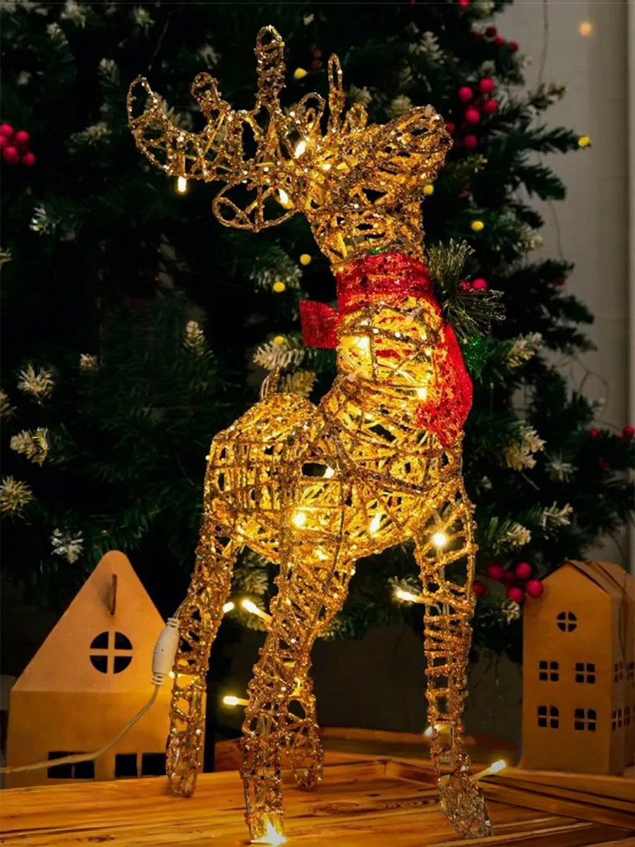 Каркасная светодиодная фигурка Олень новогодний светящийся, олень ...