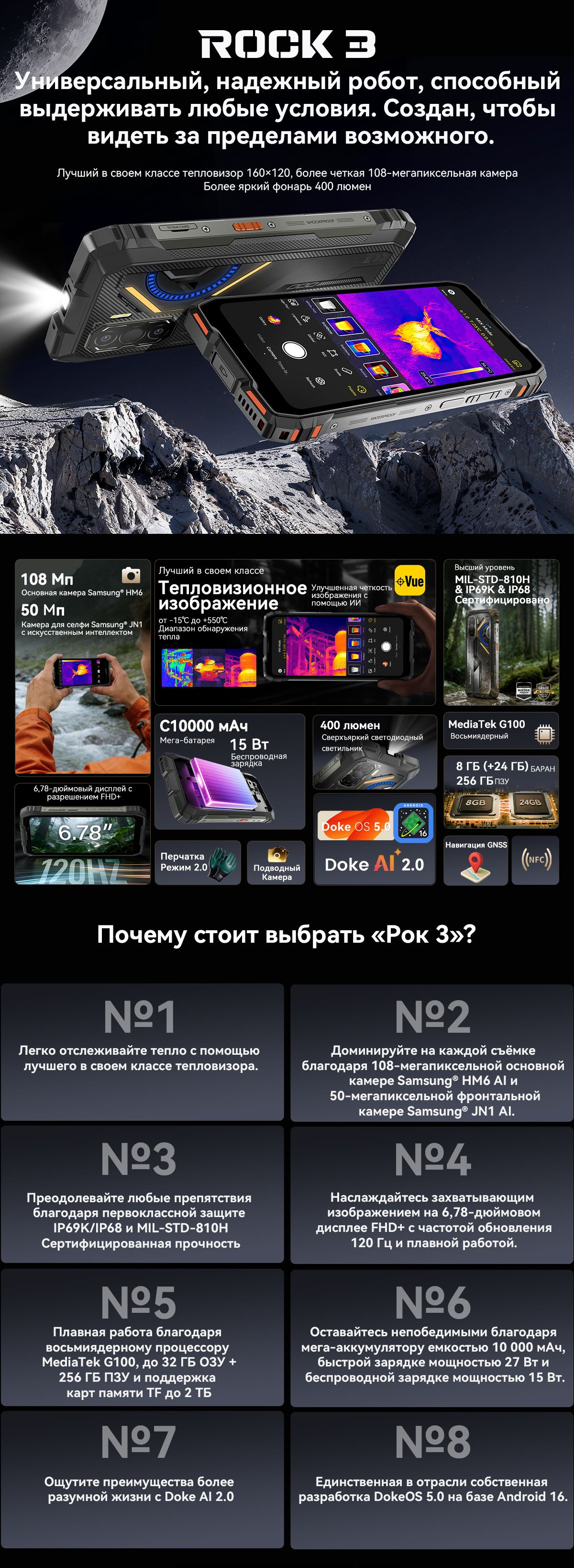 Смартфон Blackview ROCK 3 256 ГБ 8 ГБ Черный 6.78 IPS купить c ...