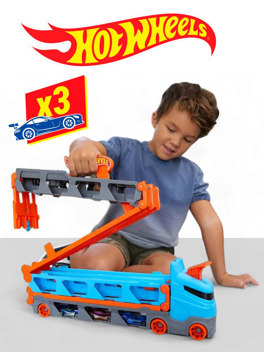 Машинка Hot Wheels Mattel GVG37 грузовик автотрек с хранилищем для ...