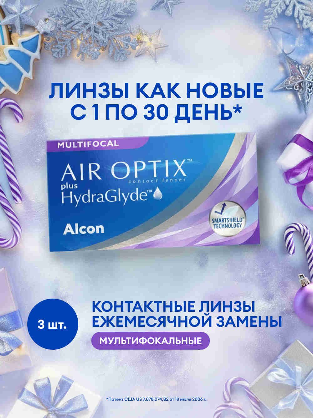 Alcon Мультифокальные контактные линзы Air Optix Plus HydraGlyde ...