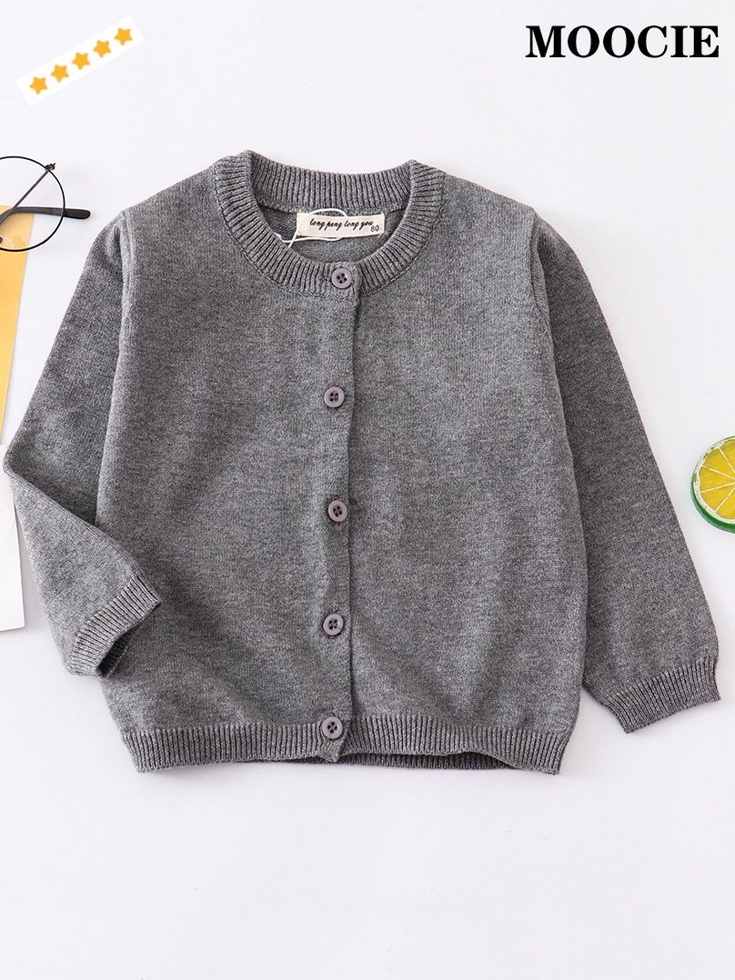 Свитер Девочки, Мальчики MOOCIE серый Лавсан, размер 80 Длинный Китай ...