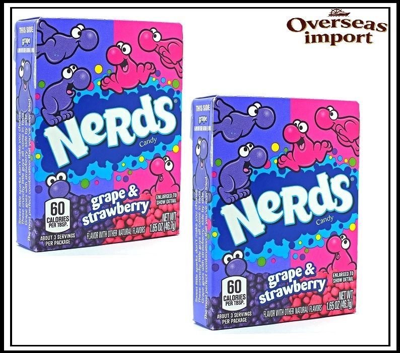 Жевательные Конфеты Nerds Grape and Strawberry / Нердс виноград и клубника Вонка 46.7 гр 2 шт ...