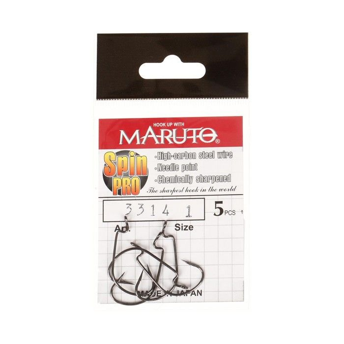 Maruto, Крючки офсетные Maruto, серия Spin Pro 3314, цвет BN, № 1, 2 набора по 5 штук - купить с ...