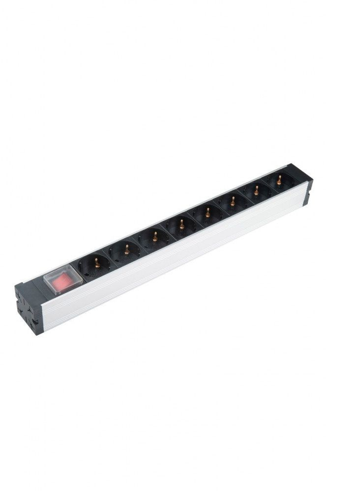 Блок розеток Hyperline для 19 шкафов, горизонтальный, 8 розеток Schuko ...