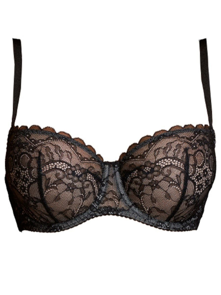 Бюстгальтер Женский Milavitsa балконет, размер 80F черный Полиамид, Эластан Повседневный ...