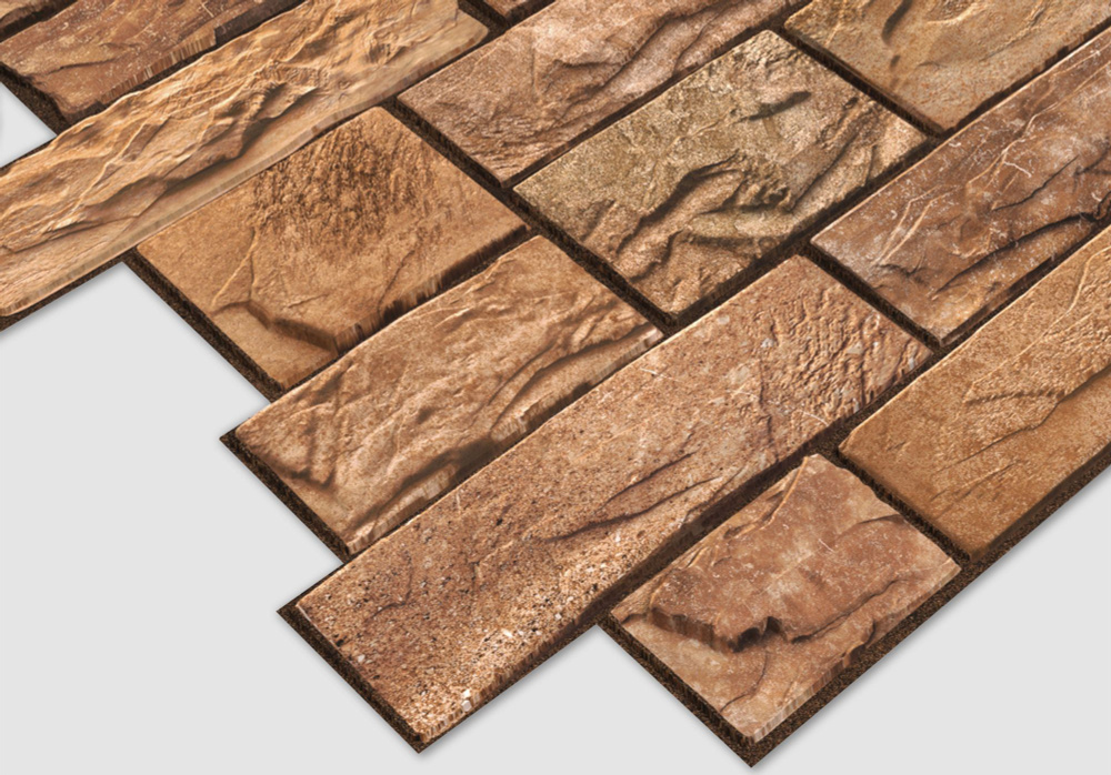 Листовые Панели ПВХ, водостойкие, Камень "Пиленый настоящий коричневый" , (977 х 493, 0.4мм.) 3 ...