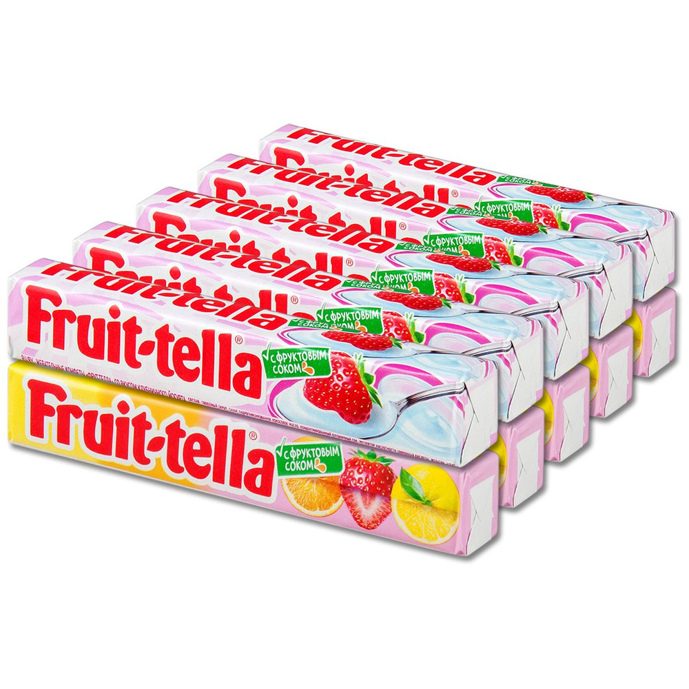 Жевательная конфета Fruittella Фрутелла "Ассорти" и "Клубничный йогурт", 41 г, 10 шт. - купить с ...