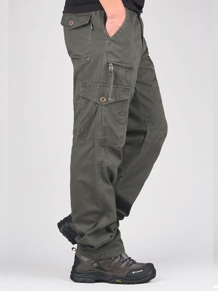 Брюки Мужской CHAOPAI карго, прямые хаки Хлопок Офисный/школьный, размер 48 Пуговицы, Молния ...
