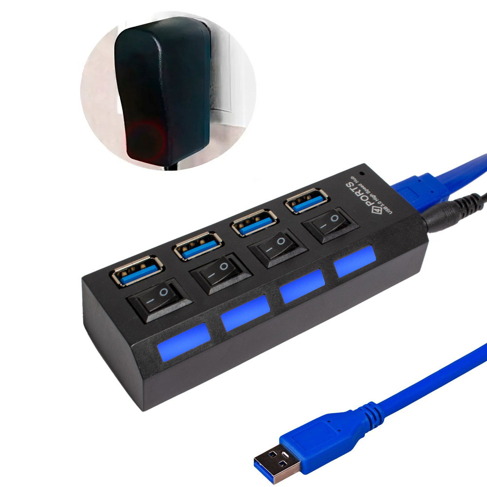 Активный USB-концентратор (Хаб) на 4 порта с питанием HRS AR-21 на 1x ...