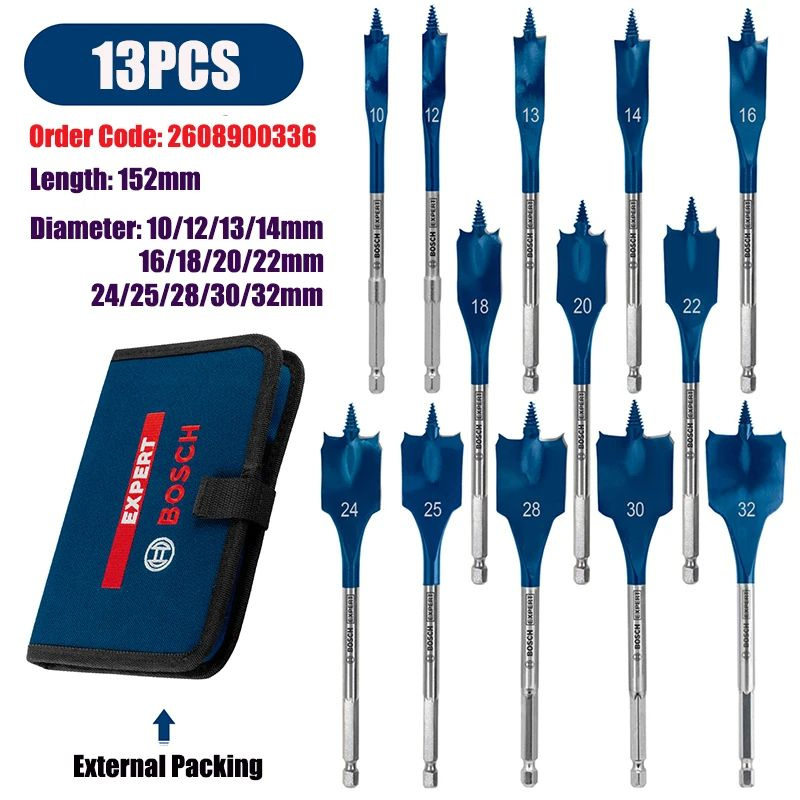 Набор серии Bosch Expert 1032 мм состоит из 13 новых пластин и сверла ...