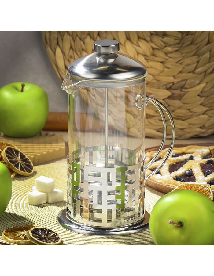 Френч-пресс Daniks Штрих, стеклянный, 1 л - купить с доставкой по выгодным ценам в интернет ...