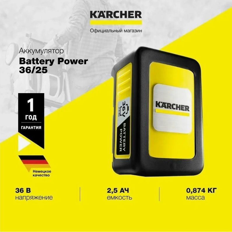 Аккумулятор Karcher Battery Power 18 В / 2,5 Ач / 2.445-034.0,Запчасть ...