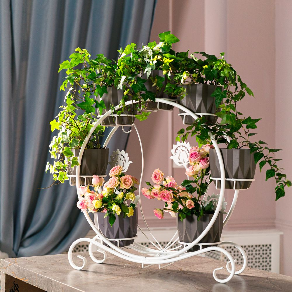 Подставка для цветов на подоконник на 8 кашпо диаметром до 12 см 41-012W HiTSAD купить на OZON ...