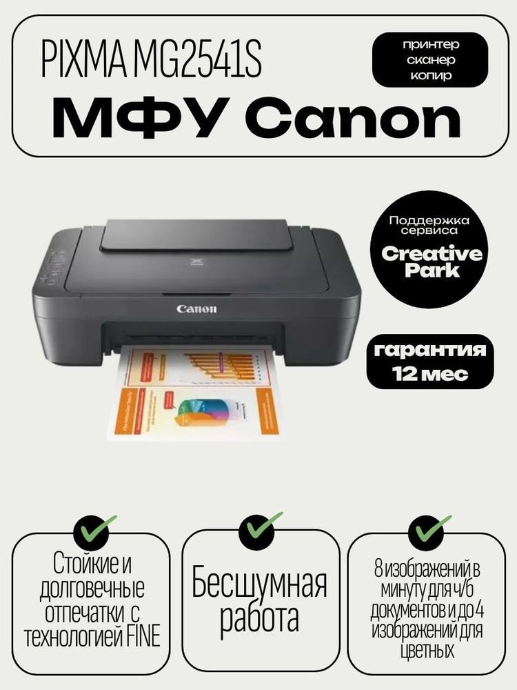 МФУ цветной струйный Canon PIXMA MG2541S принтер сканер копир купить на ...