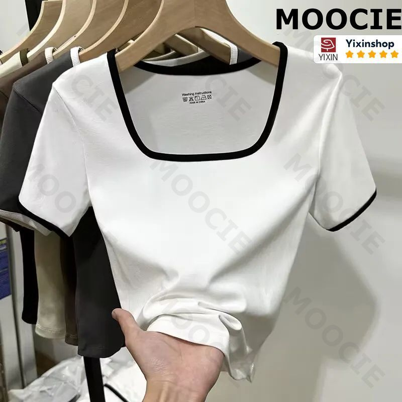 Футболка Женский MOOCIE белый Короткий, размер 50 ABS пластик Однотонный, Другое Домашний Китай ...