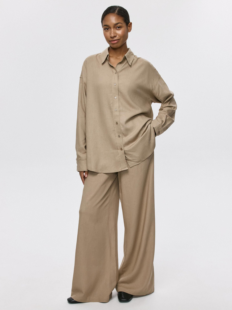 Брюки Женский SELA бежевый Повседневный, размер 50 Лето Китай купить c доставкой на OZON по ...