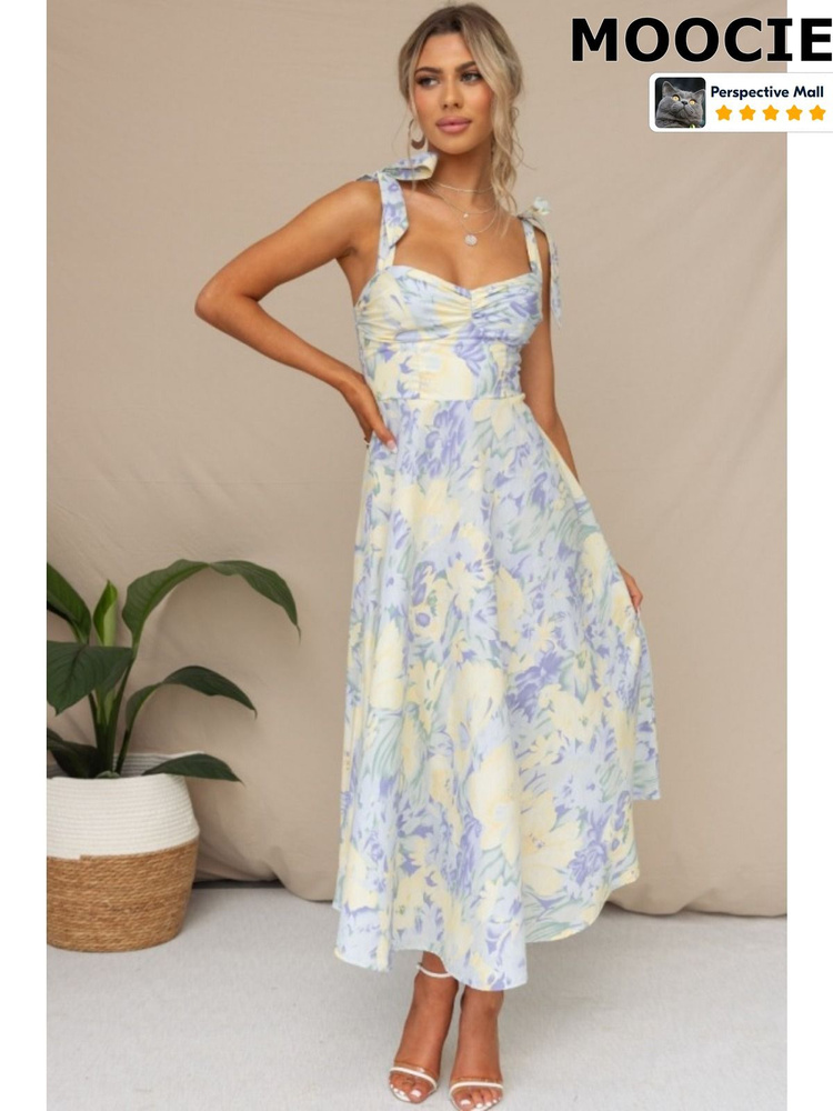 Платье Женский MOOCIE абрикосовый, синий Вечерний/праздничный Без рукавов Полиэстер, Спандекс ...