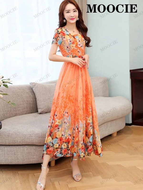 Платье Женский MOOCIE оранжево-желтый Вечерний/праздничный Политекс, размер 52 купить c ...