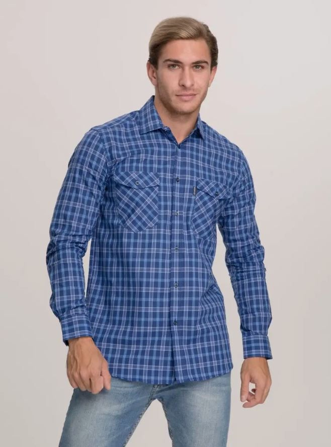 Рубашка Мужской Brostem голубой Длинный Хлопок Клетка, размер 50 прямой Пуговицы Россия купить c ...